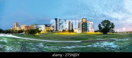 skyline of Fort worth seen from the river Trinity park, Texas, USA ...