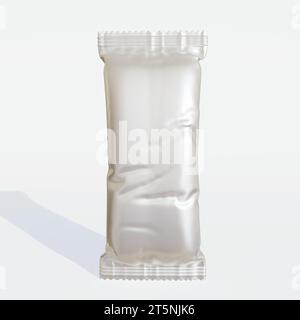 Protein bar packaging white color and realistic render with metalic or ...
