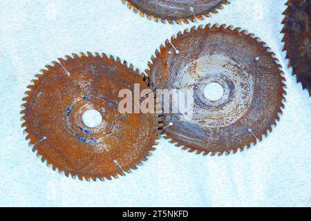 Rusty saw blade, closeup of photo Stock Photo - Alamy