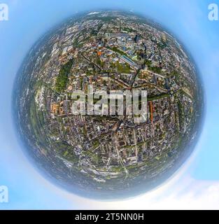 Aerial view, cityscape of Dortmund with Hohe Straße, earth globe ...