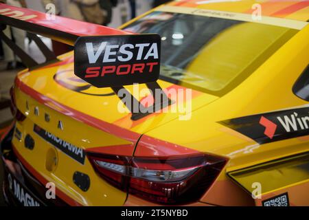 Lada Vesta sport racing car on display at the Rosneft stand - Moscow ...