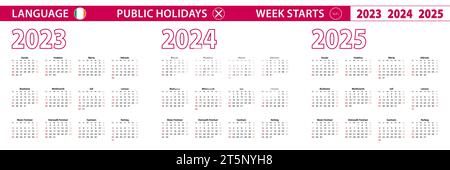 Calendar 2025 in Irish language, week starts on Monday. Vector calendar 2025 year Stock Vector ...