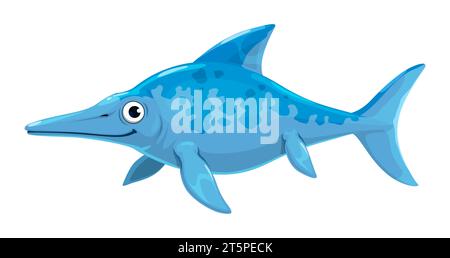Cartoon Ophthalmosaurus dinosaur character. Ancient wildlife sea ...