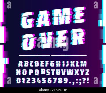 Display error alphabet, digital distorted sans serif letters, glitch ...