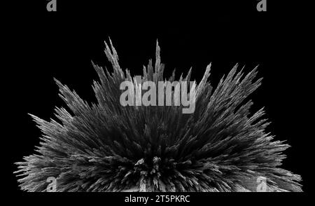 Reaction of iron dust to a strong magnet. Isolated. Visualisation of ...