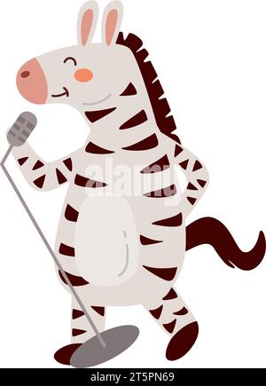 Singing animal cute zebra. Music notes song learning. Musical class ...