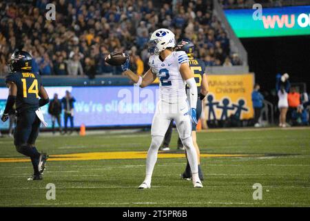 BYU wide receiver Chase Roberts (2) celebrates a touchdown during the ...