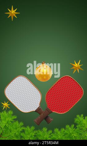 Pickleball two crossed rackets and a sports ball on an isolated ...