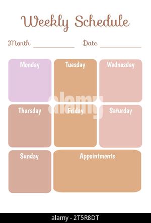 Illustration of weekly planner and monday, tuesday, wednesday, thursday ...
