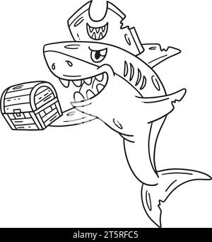 Pirate Shark Isolated Coloring Page for Kids Stock Vector Image & Art ...