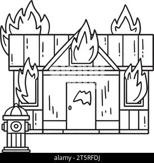Burning House Isolated Coloring Page for Kids Stock Vector Image & Art ...