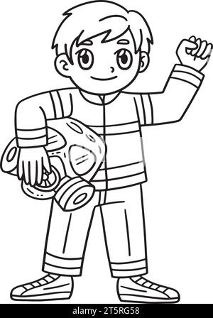 Firefighter Holding Gas Mask Coloring Page Stock Vector Image & Art - Alamy