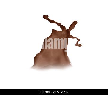 One chocolate color splash on white background Stock Photo - Alamy