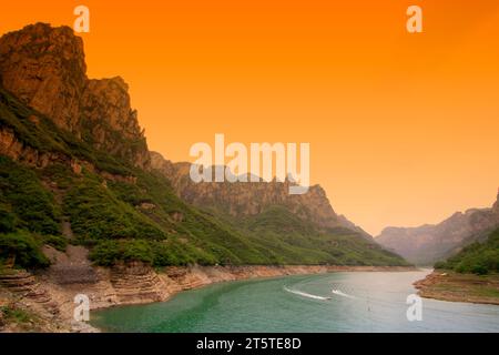 reservoir landscape in Yuntai mountain scenic spot, jiaozuo city, henan ...
