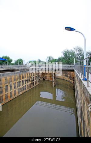 Sewage treatment plant oxidation ditch, closeup of photo Stock Photo ...