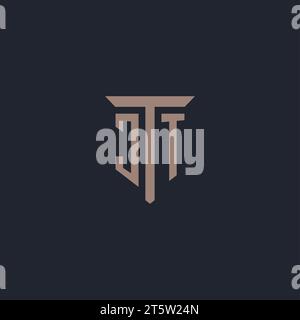 JT initial monogram logo design in a rectangular style with curved side ideas Stock Vector Image ...
