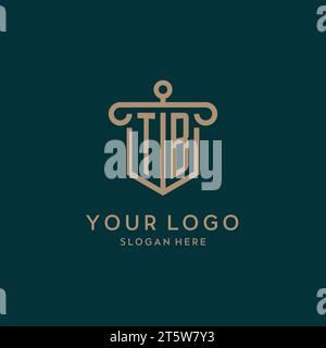 TB Logo monogram with shield shape designs template vector icon modern ...