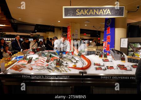 Fishmonger counter at a supermarket Stock Photo - Alamy