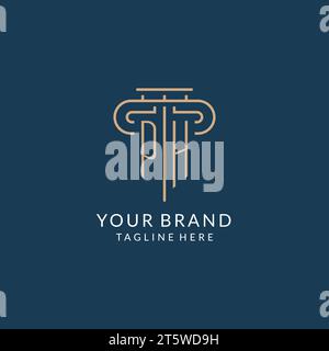 PH initial with pillar logo design, luxury law office logo style design ...