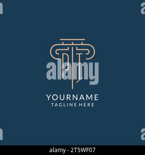 PI initial with pillar logo design, luxury law office logo style design ...