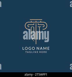 QT initial monogram with pillar shape logo design inspiration Stock ...