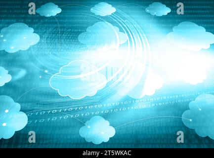 2d illustration of Cloud computing, Cloud Computing Concept , Abstract cloud connection ...