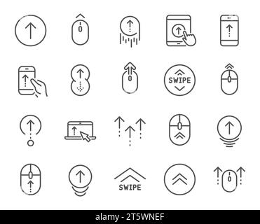 Swipe up line icons. Scrolling mouse, landing page swipe signs. Vector Stock Vector Image & Art ...