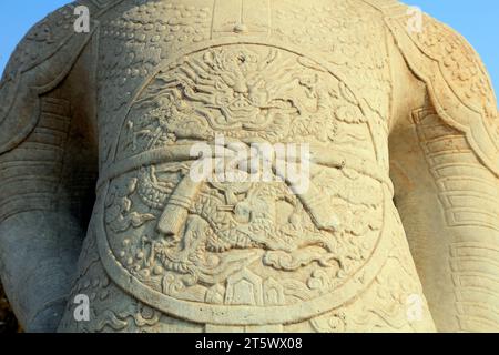 Ancient Chinese general armor pattern sculpture Stock Photo - Alamy