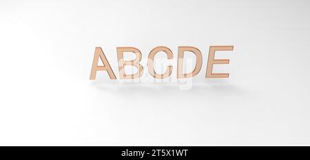 3D font "ABCDE" in white background, computer generated images Stock ...