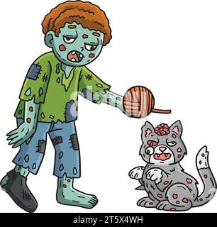 Zombie and Undead Cat Colored Cartoon Illustration Stock Vector Image ...