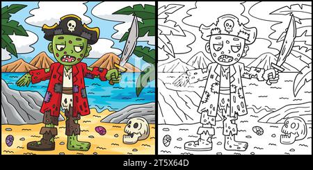 Pirate Zombie Cartoon Colored Clipart Illustration Stock Vector Image ...