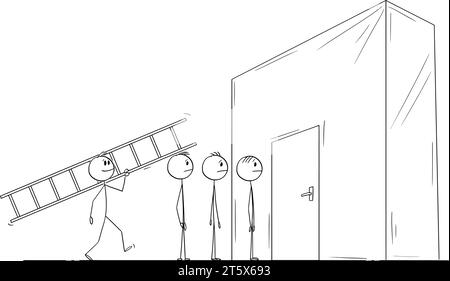 Find your Way Over the Obstacle, Vector Cartoon Stick Figure ...