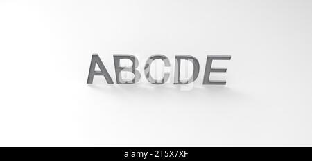 3D font "ABCDE" in white background, computer generated images Stock ...