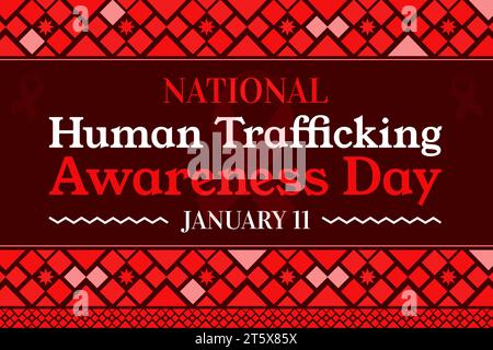 Illustration of national human trafficking awareness text, chain, red ...