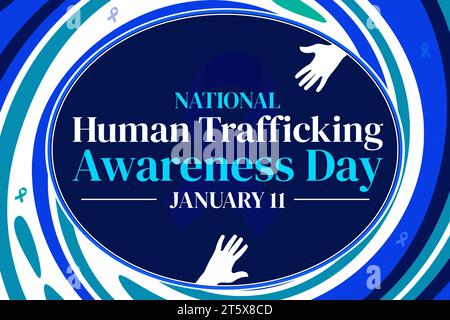 Illustration of national human trafficking awareness text, chain, red ...