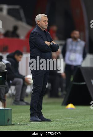 Coach Bruno Genesio during the Ligue 1 football (soccer) match Paris ...