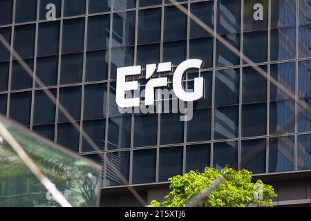 EFG private banking group business signage on the facade of a ...