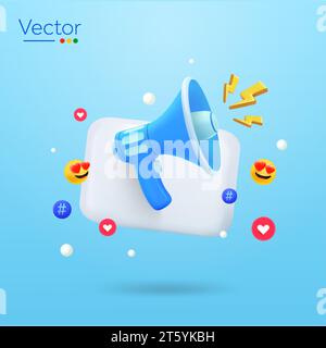 3D Megaphone with Emoticons Isolated Stock Vector Image & Art - Alamy