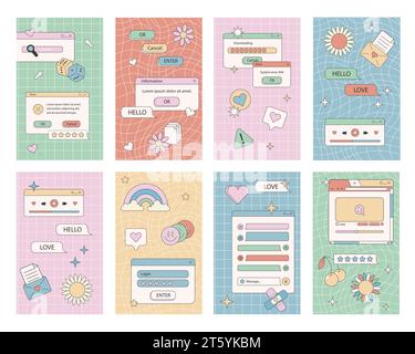 Social media post in old school nostalgic design. Retro 80s 90s ...