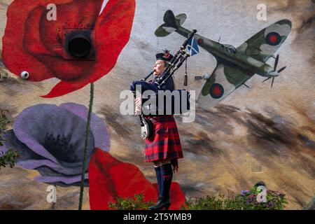 Scotland's National Piper Louise Marshall plays at The Kelpies in ...