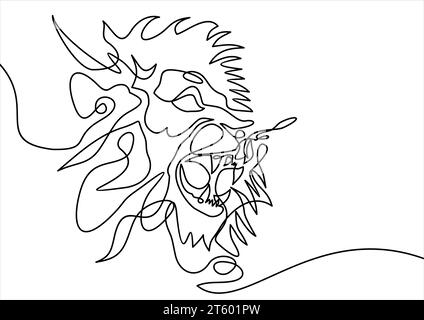 Lion one line continuous line art drawing vector illustration Stock ...