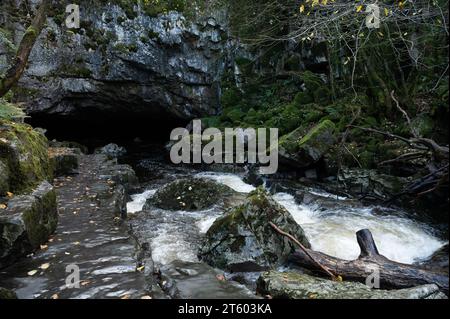 Afon Mellte entering Porth yr Ogof, Bannau Brycheiniog Stock Photo - Alamy
