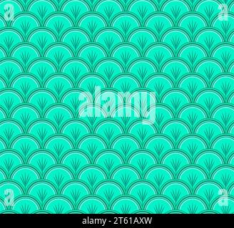 Seamless repeat pattern of shapes in green orange and black with ...