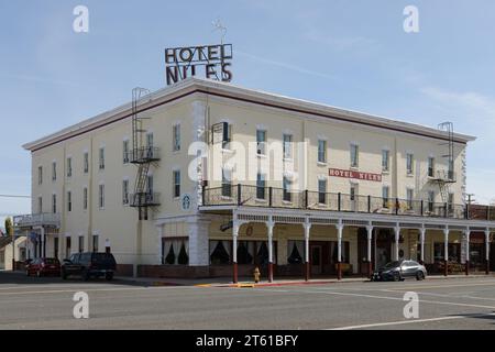 Alturas, CA, USA - October 14, 2023; Facade and steps to entrance of ...