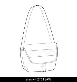 Courier Carryall Messenger Bag silhouette. Fashion accessory technical ...