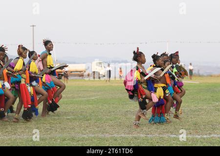 eSwatini (Swaziland) Umhlanga Reed Dance - Group of dancers Stock Photo ...