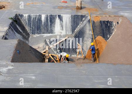 waterproof layer protective engineering in the construction site Stock ...