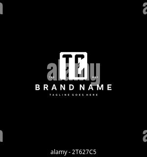 TE monogram logo initials with square rectangular shape isolated on black background initials ...