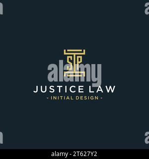 SP initial monogram logo for law office, lawyer, advocate with pillar ...