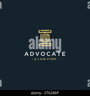 WD initial monogram logo for law office, lawyer, advocate with pillar ...